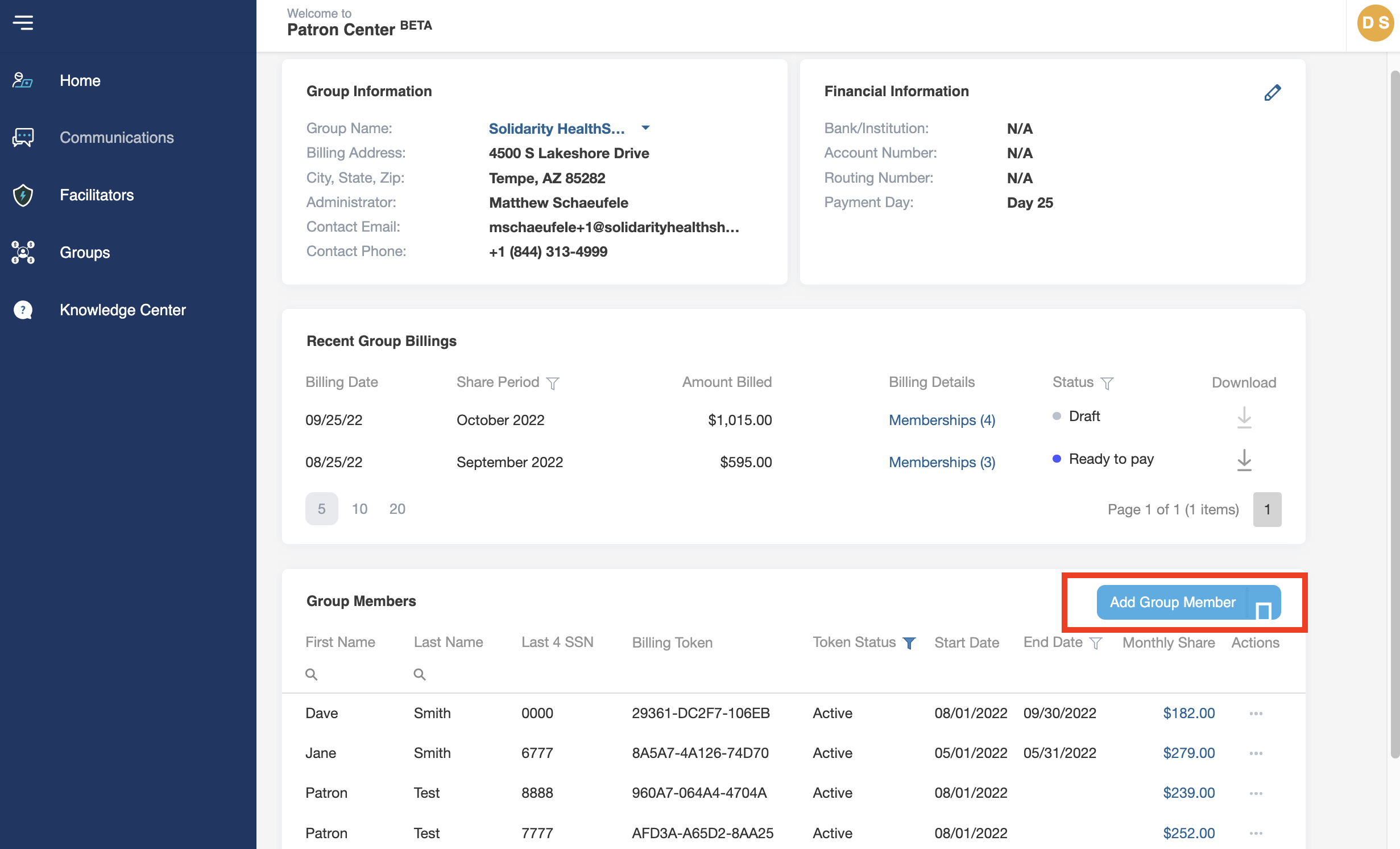 How do I add an existing Solidarity Member to my Patron Group ...